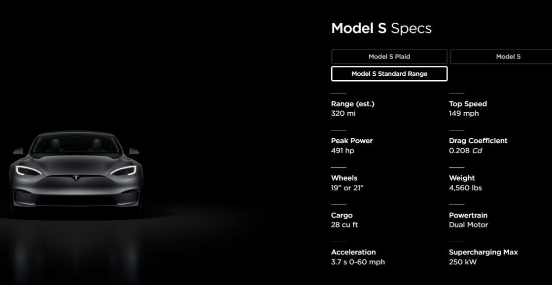 Tesla offers lower cost "standard range" variants of flagship Model S ...