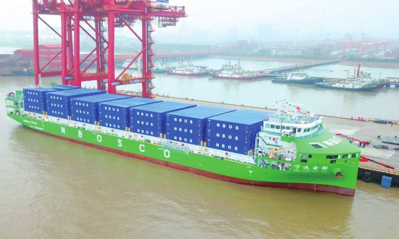 World's largest fully electric container ship begins commercial operations